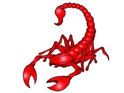 Design with red scorpion